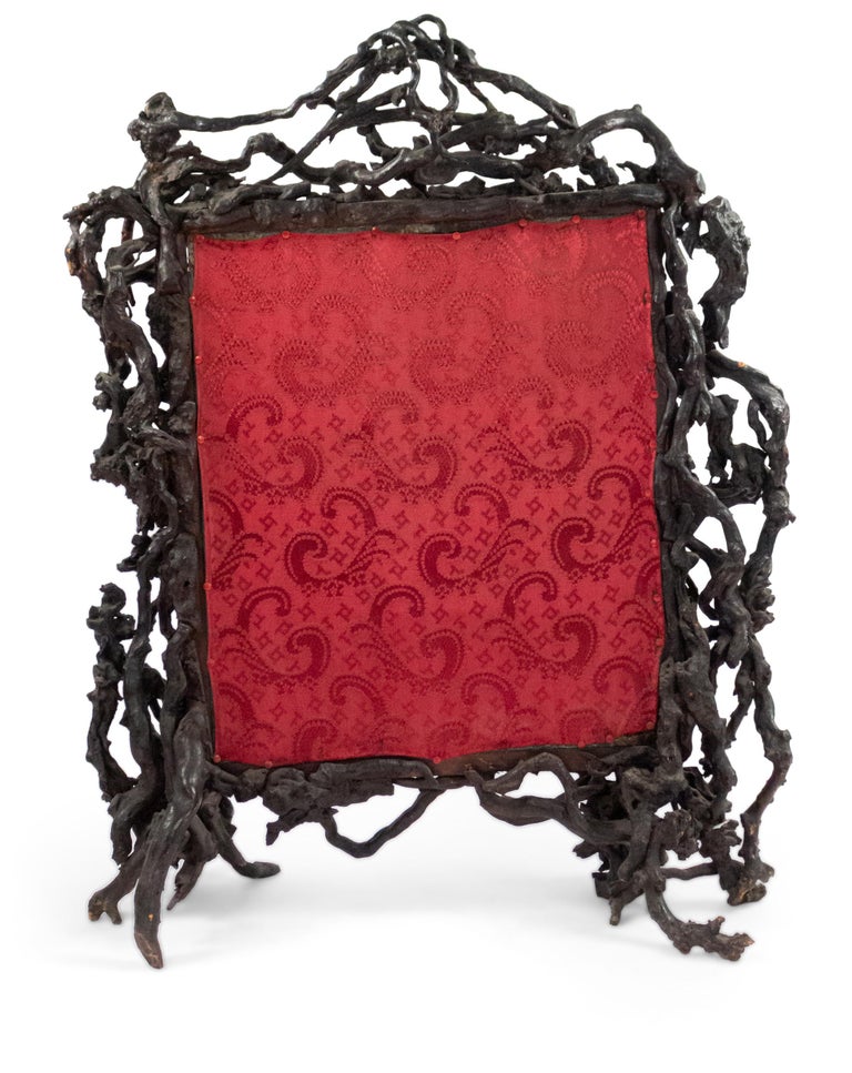 Chinese Fire Screen Made of Burlwood with a Silk Inset For Sale at 1stDibs