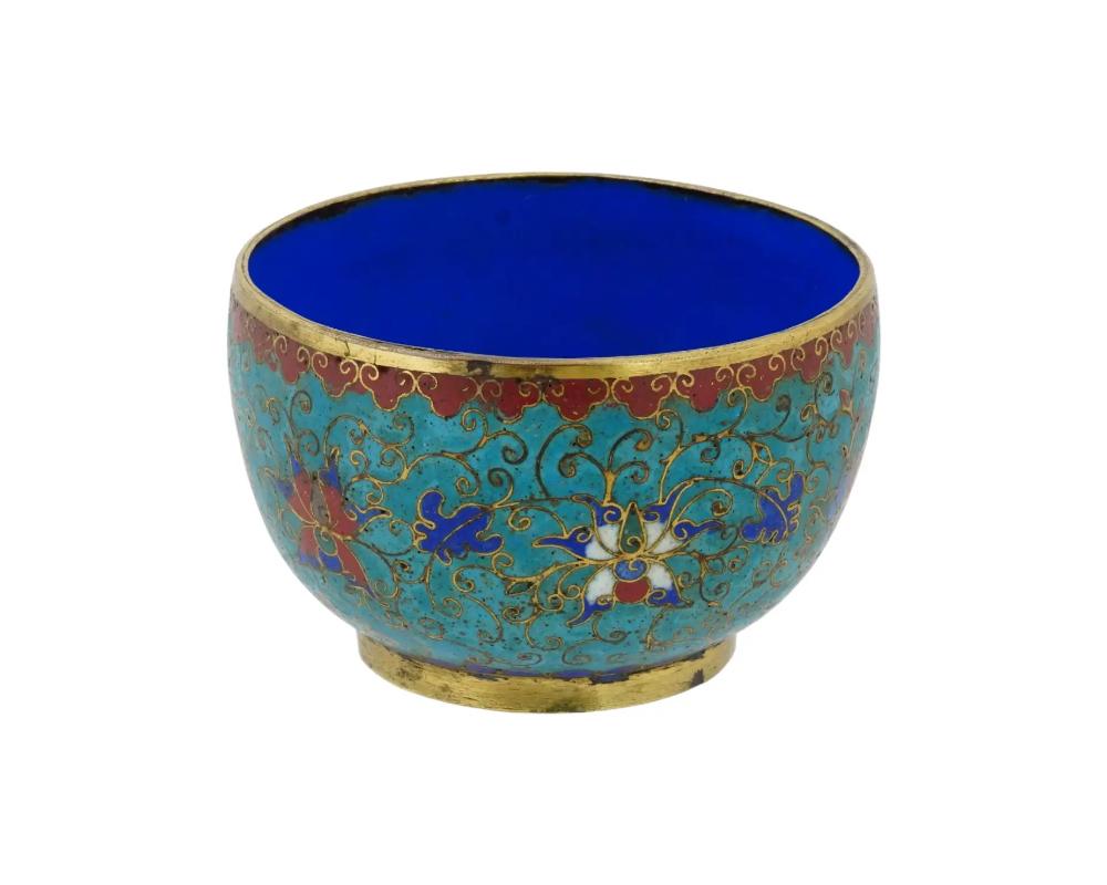 Chinese Footed Cloisonne Enamel Over Copper Bowl For Sale at 1stDibs