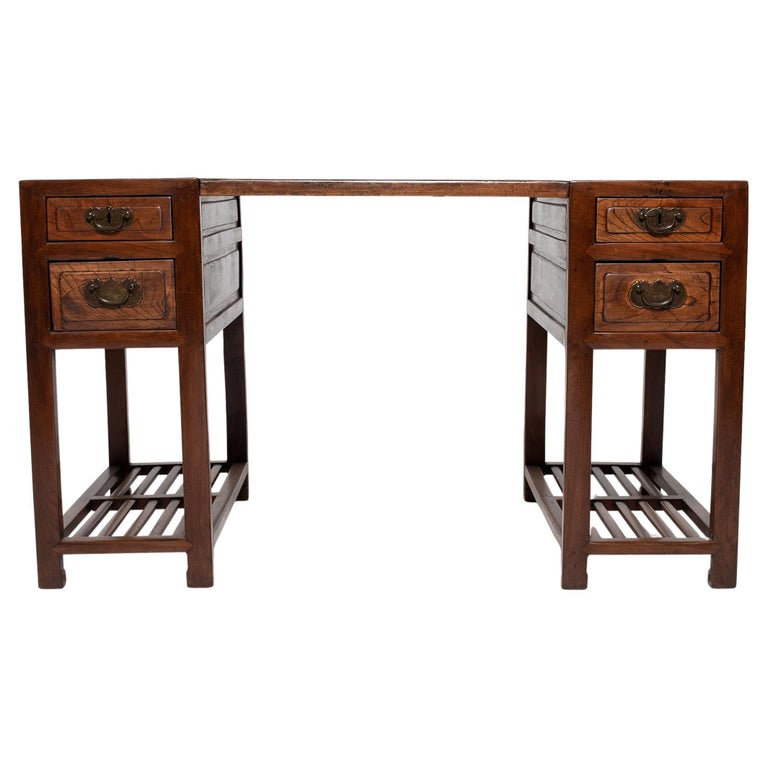 Chinese Four Drawer Pedestal Desk, circa 1850 For Sale at 1stDibs
