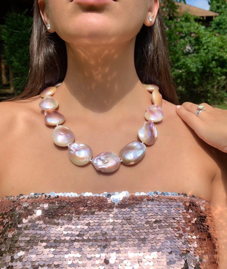 Cultured Freshwater Flat Baroque Natural Color Pink 27-29mm Pearl ...