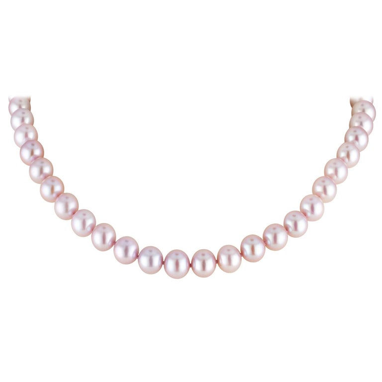 Collier de perles de culture rose naturelle d'eau douce de 8,5 x 9 mm ...