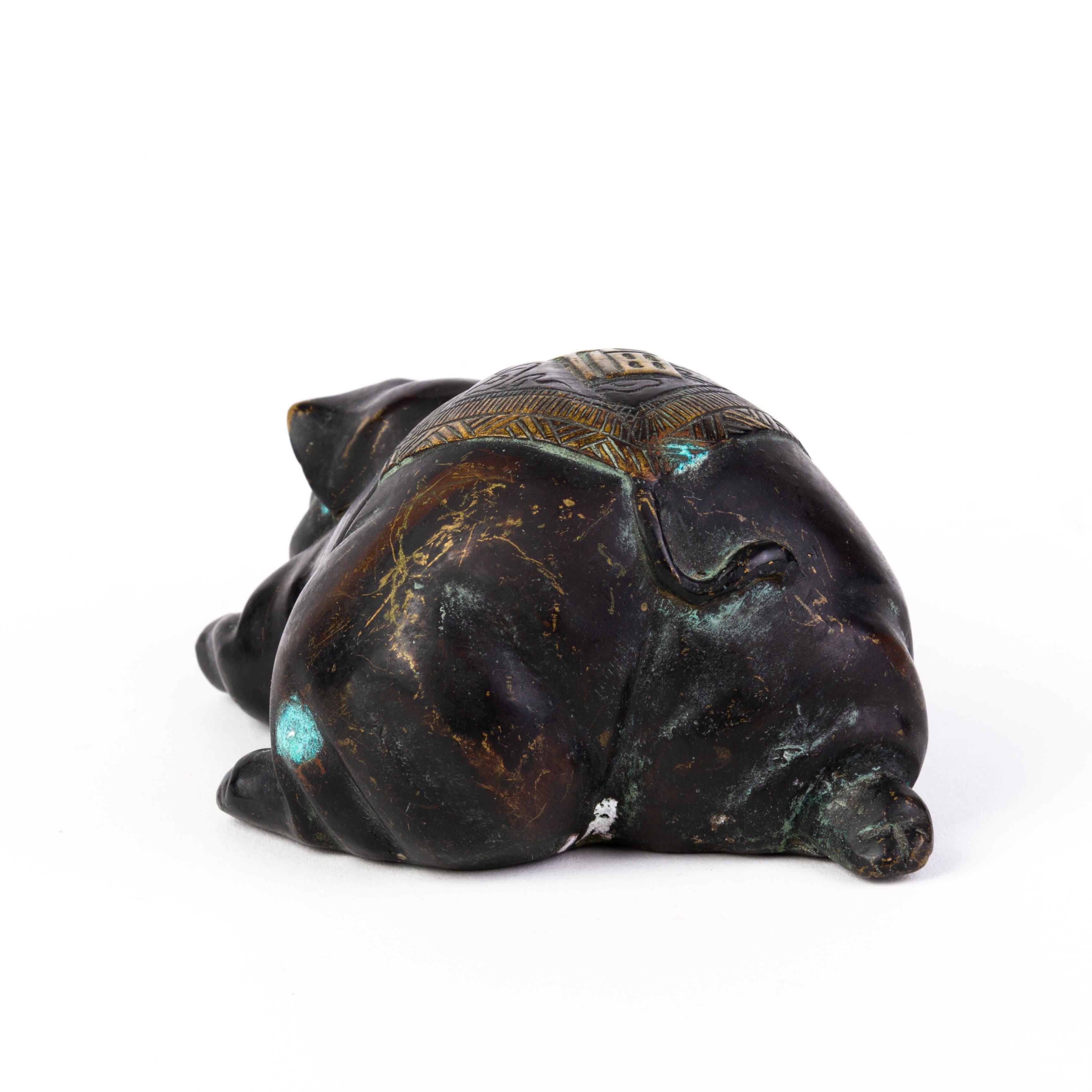 Chinese Gilded Bronze Sculpture of a Pig For Sale at 1stDibs
