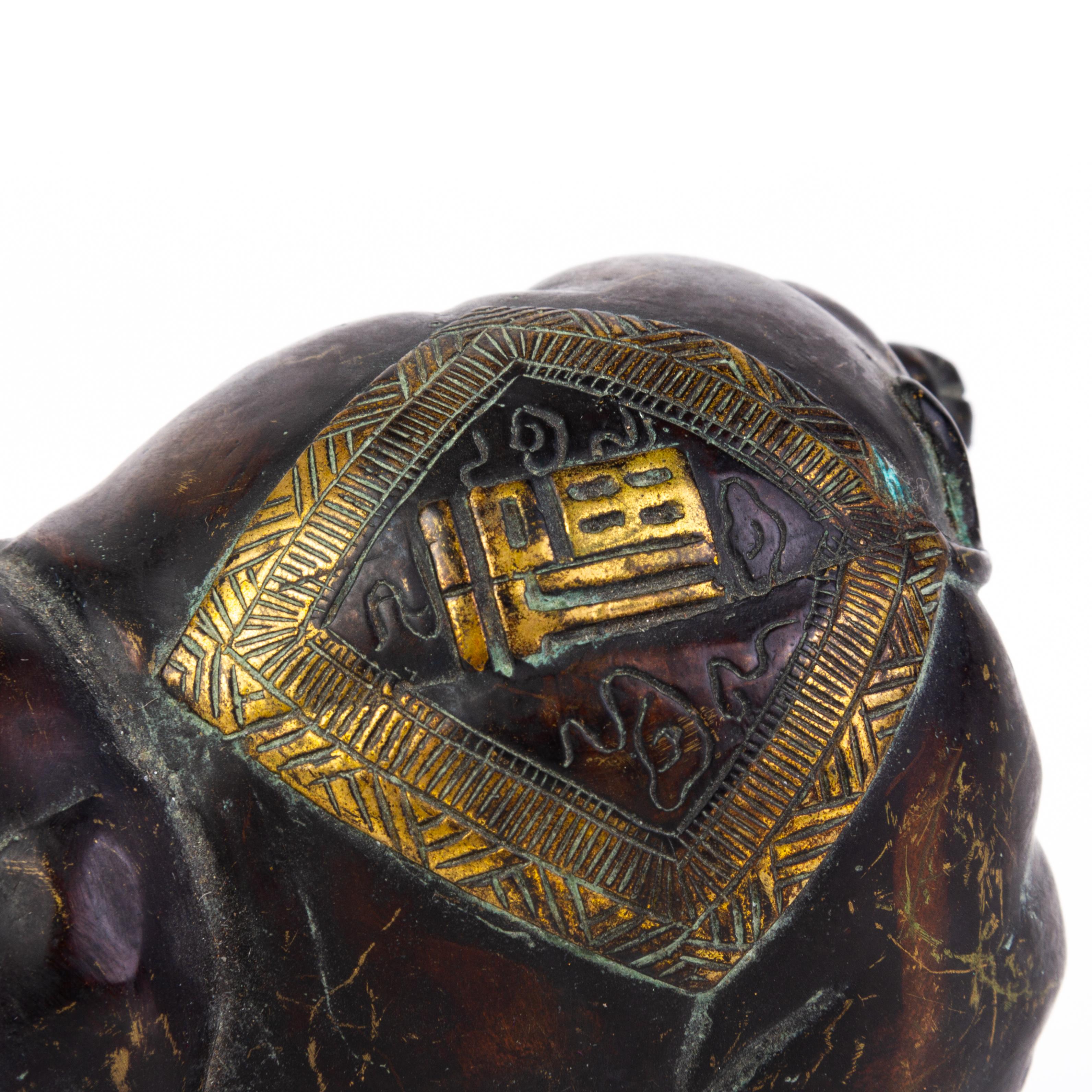 Chinese Gilded Bronze Sculpture of a Pig For Sale at 1stDibs