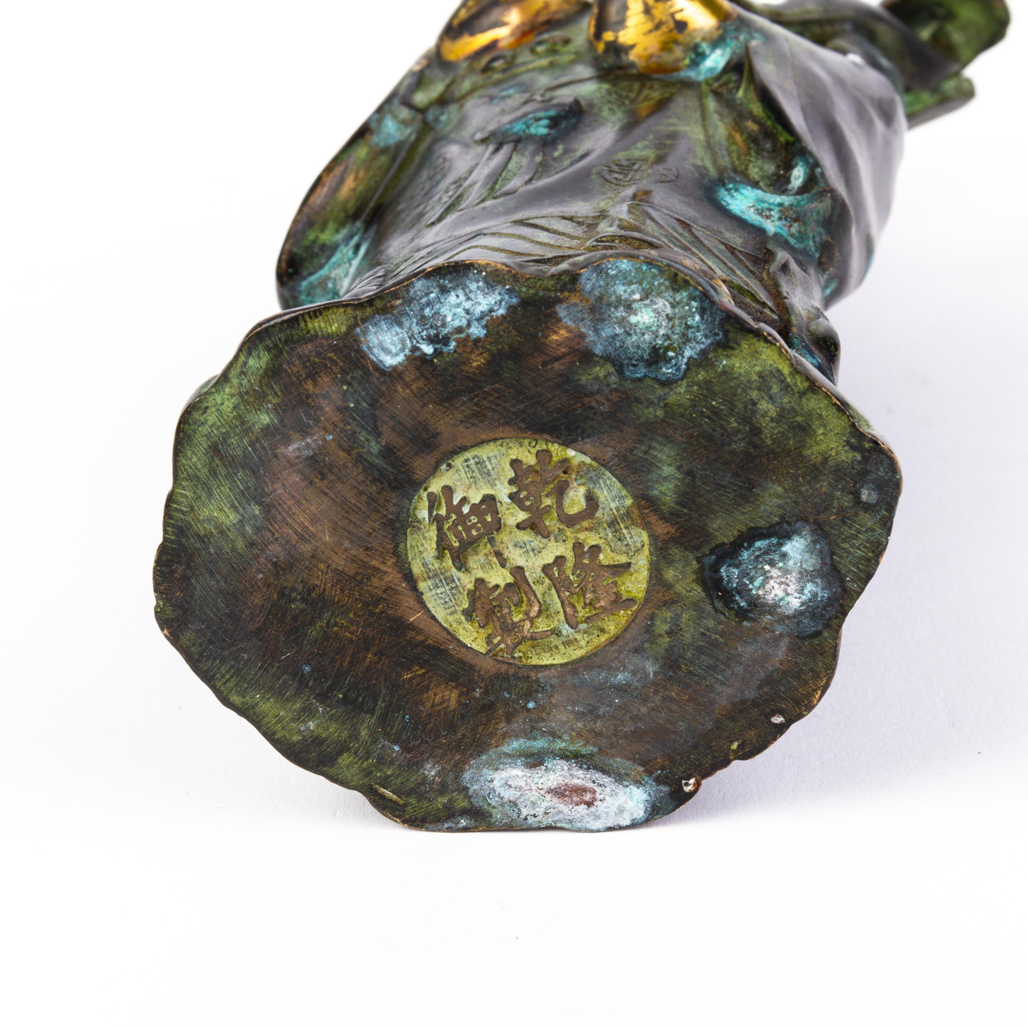 Chinese Gilded Bronze Sculpture of an Immortal For Sale at 1stDibs