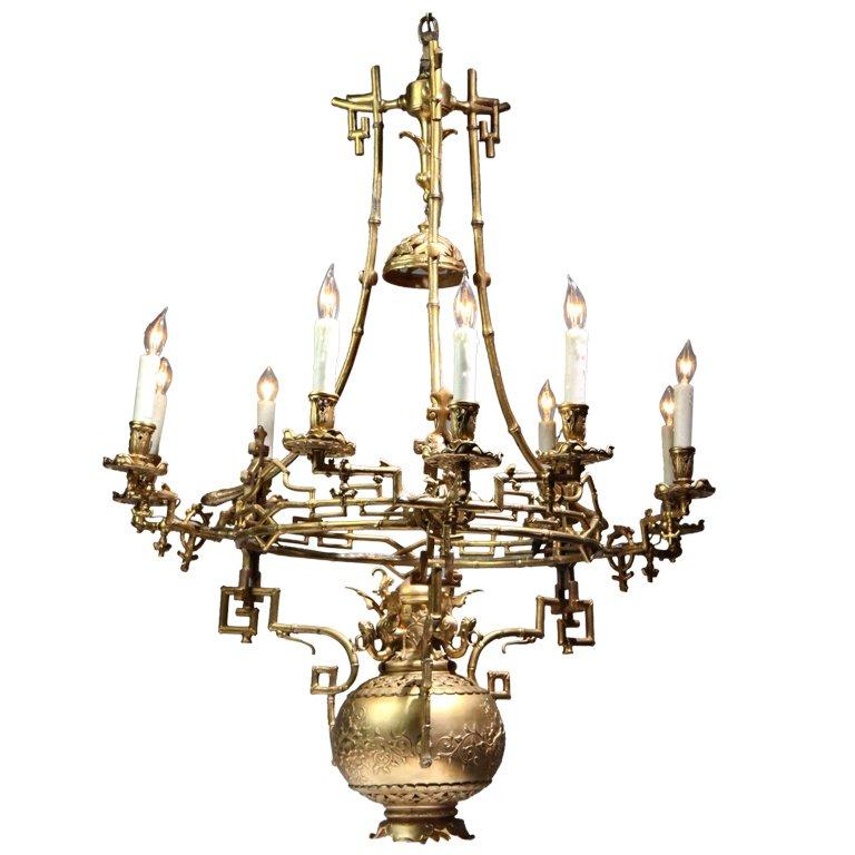 Chinese Gilt Bronze Chandelier For Sale at 1stDibs | chinese chandeliers