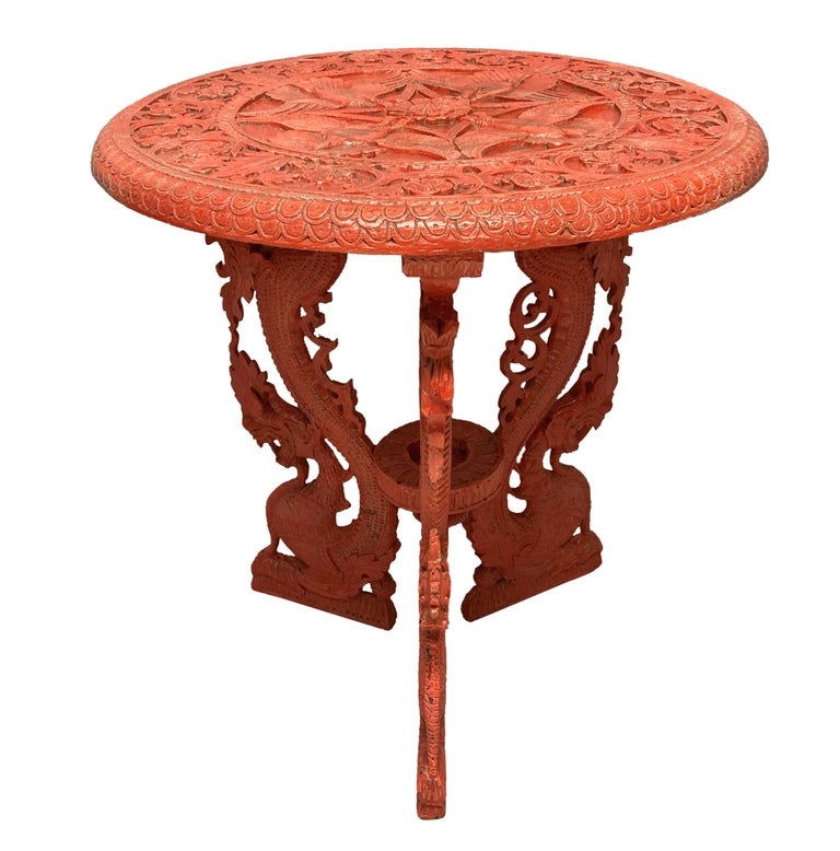 Chinese Glazed Cinnabar Side Table For Sale at 1stDibs