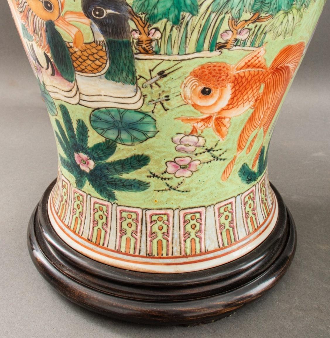 Chinese Glazed Porcelain Table Lamps, Pair For Sale at 1stDibs