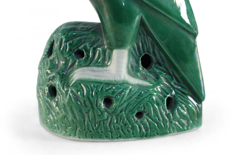 Chinese Green Glazed Porcelain Parrot Statue For Sale at 1stDibs