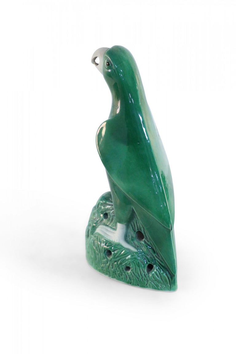 Chinese Green Glazed Porcelain Parrot Statue For Sale at 1stDibs