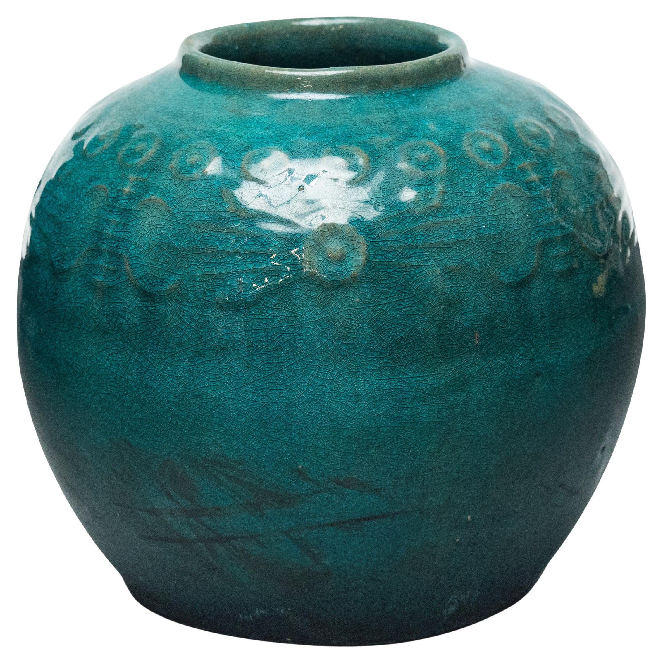 Chinese Green Glazed Salt Jar, c. 1900 For Sale at 1stDibs