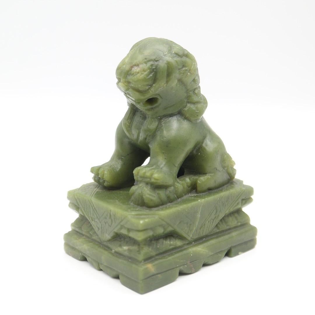 Chinese Green Jade Foo Fu Dog Guardion Lion, 20th Century at 1stDibs