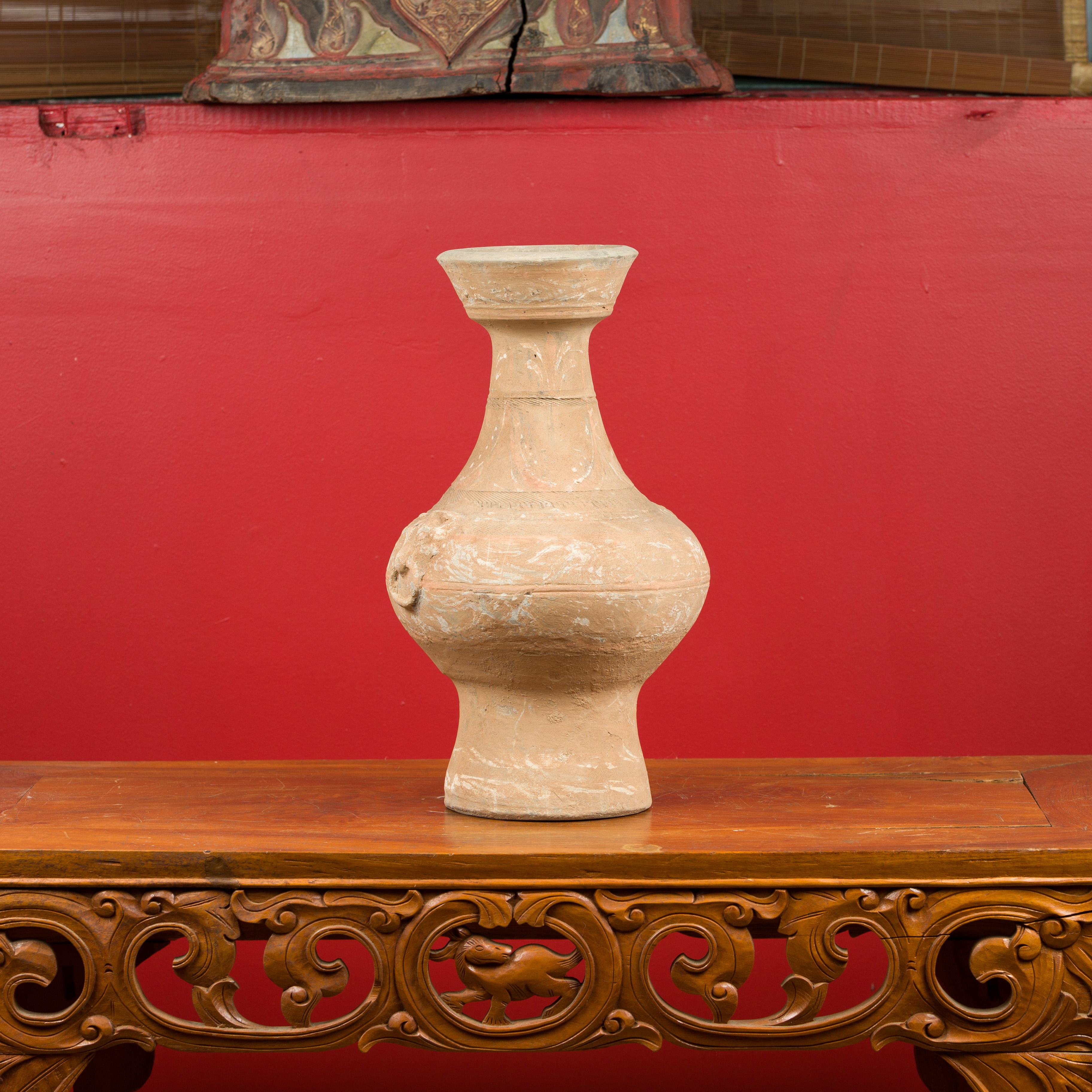 Chinese Han Dynasty Terracotta Hu Vessel with Original Paint circa 202 ...