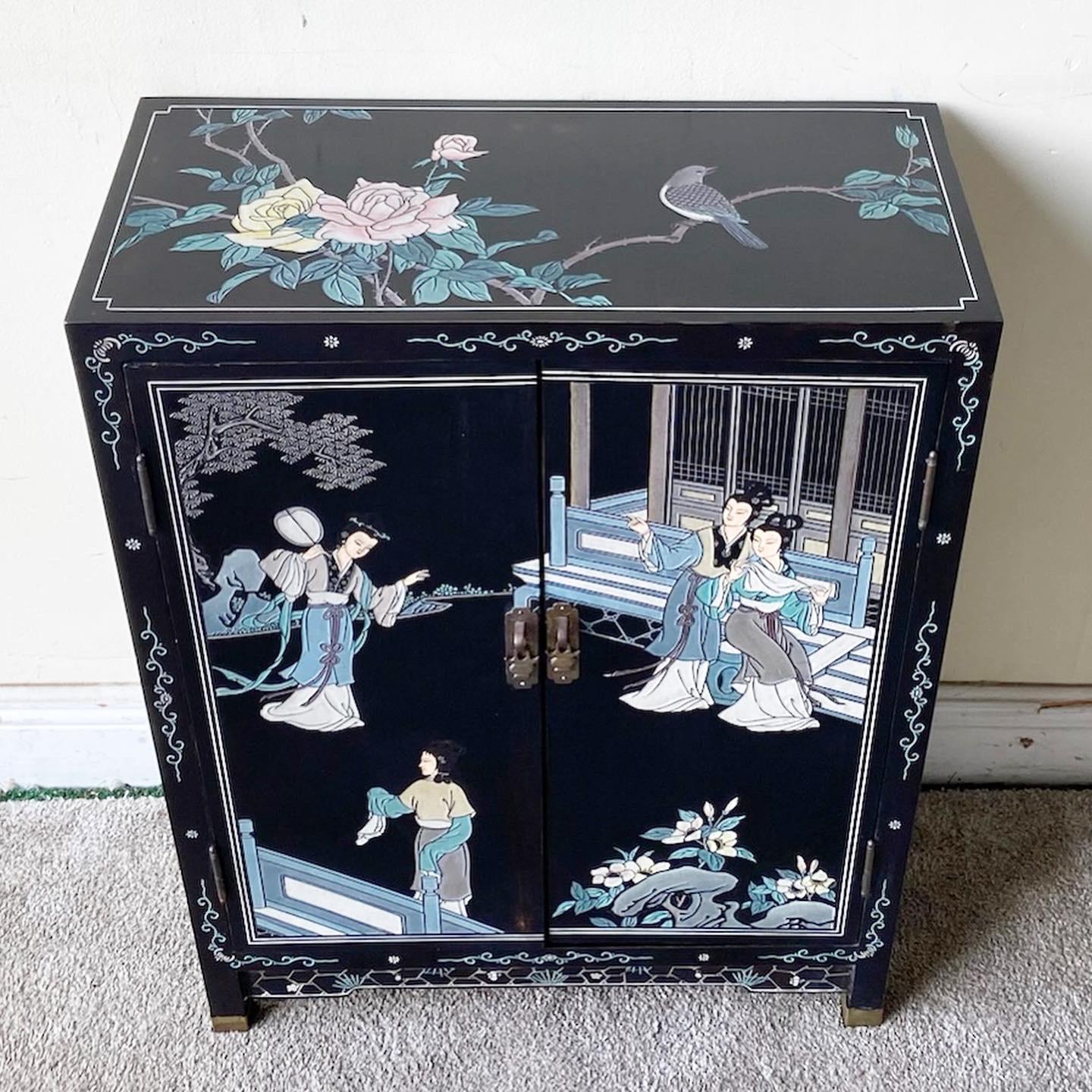 Chinese Hand Carved and Painted Cabinet at 1stDibs