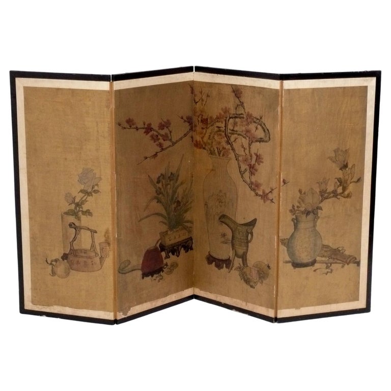 Chinese Hand Painted Half Screen or Wall Hanging For Sale at 1stDibs