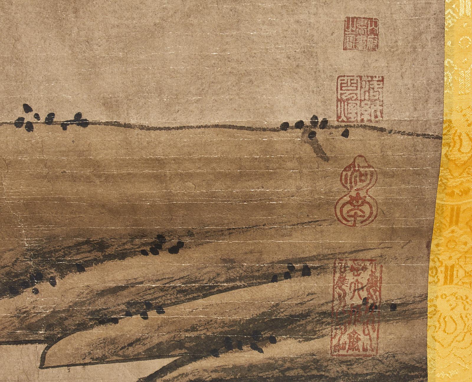Chinese Hanging Scroll Landscape with Birds and Flowers at 1stDibs