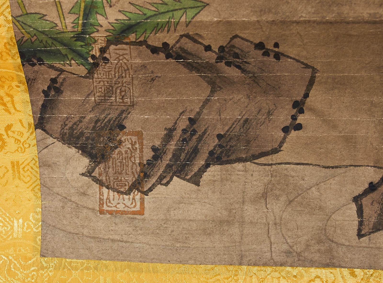 Chinese Hanging Scroll Landscape with Birds and Flowers at 1stDibs