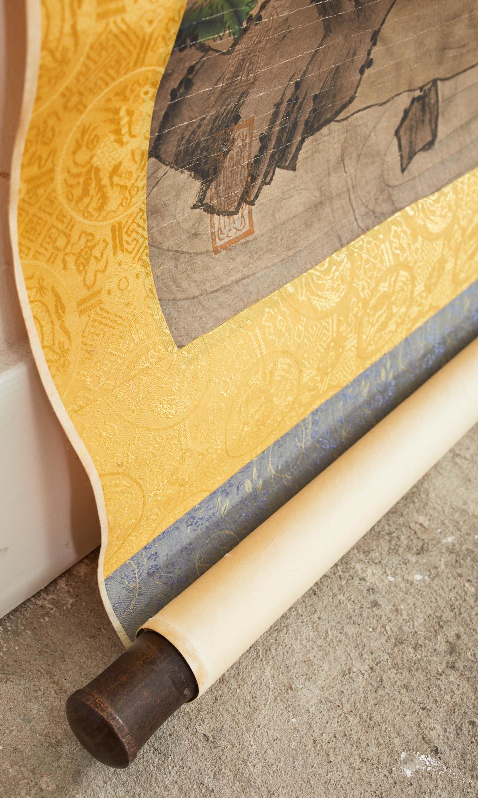 Chinese Hanging Scroll Landscape with Birds and Flowers at 1stDibs