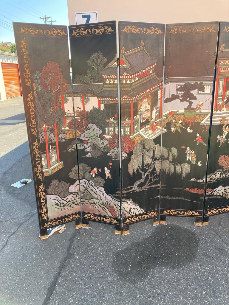 Chinese Hard Stone Inlaid Double Sided Screen For Sale at 1stDibs