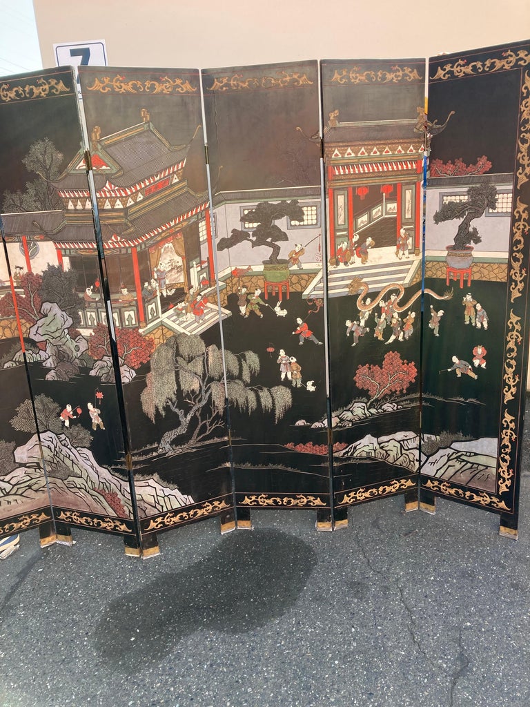 Chinese Hard Stone Inlaid Double Sided Screen For Sale at 1stDibs