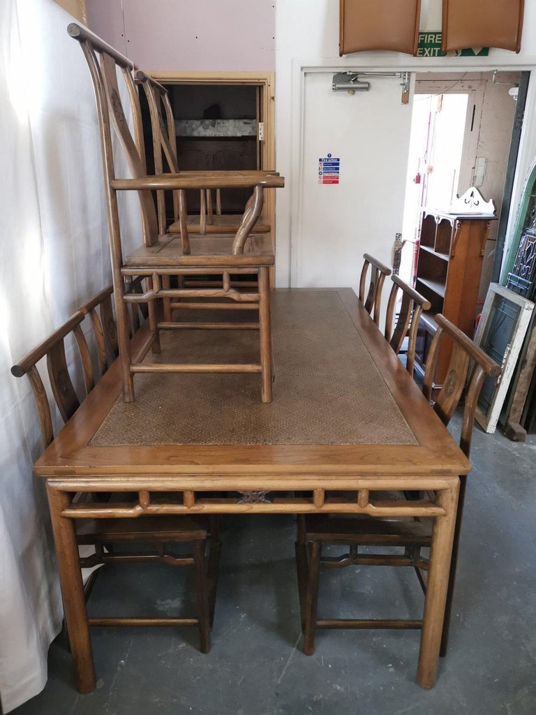 Chinese Hard Wood Dining Table and Eight Matching Chairs all with ...