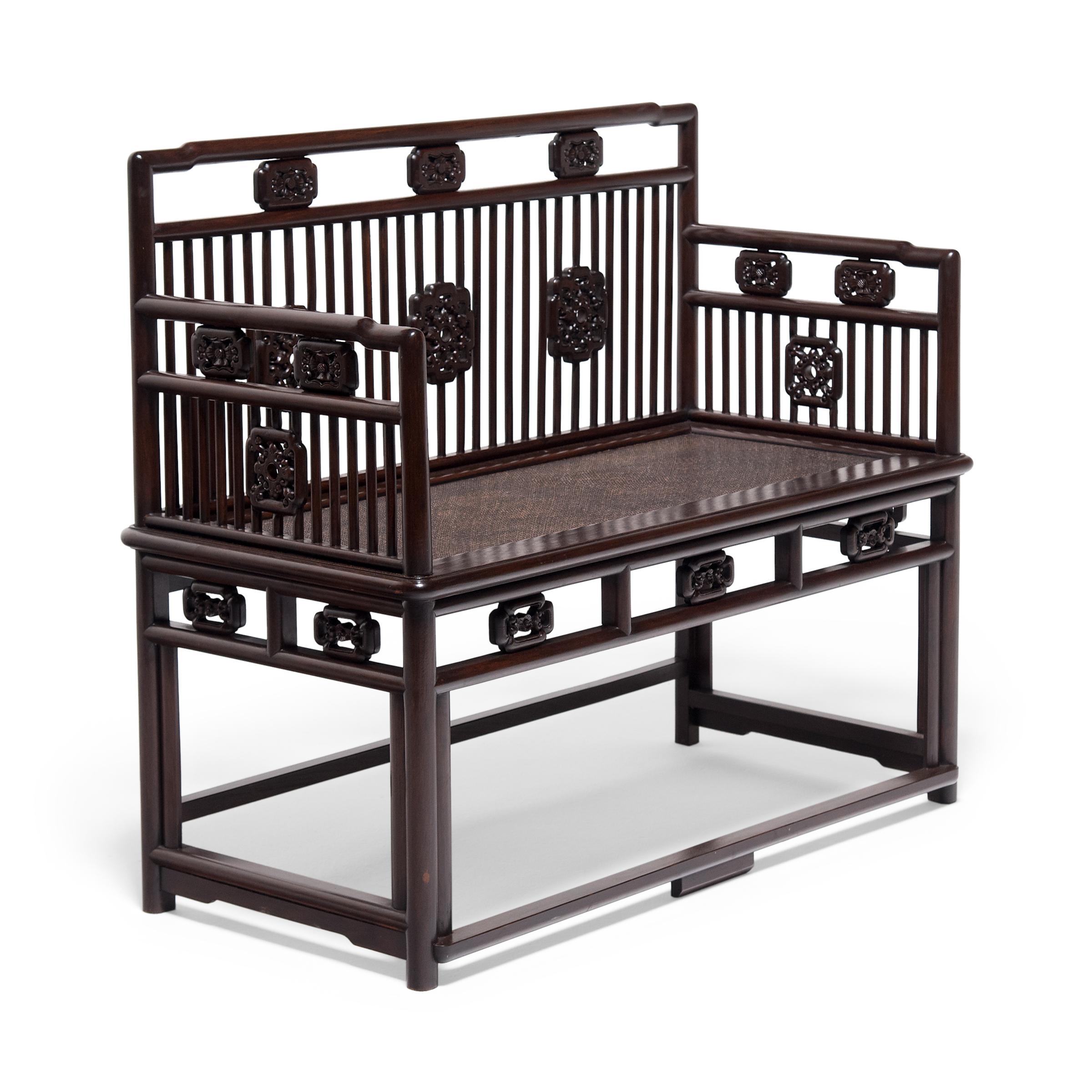 Chinese Hardwood Spindleback Bench, c. 1900 at 1stDibs