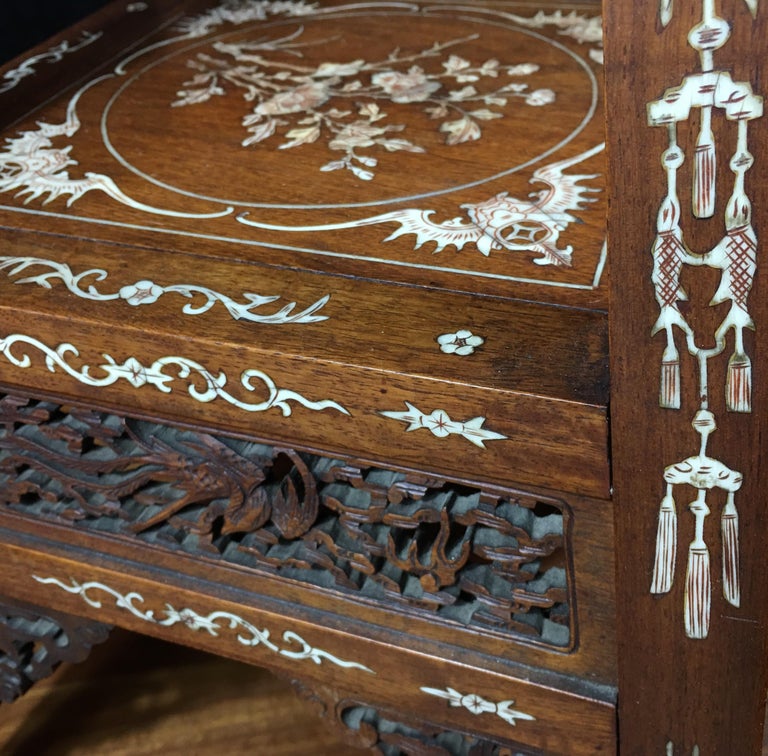 Chinese Hardwood Table with Fine Inlaid Bone Scenes, circa 1925 For ...