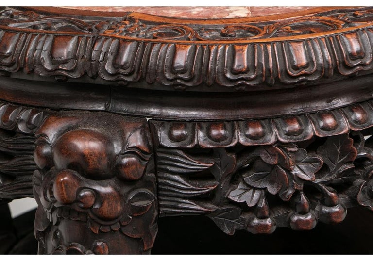 Chinese Heavily Carved Marble Top Tiered Stand For Sale at 1stDibs