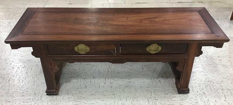 Chinese Huanghuali Hardwood Low Table with Drawers at 1stDibs