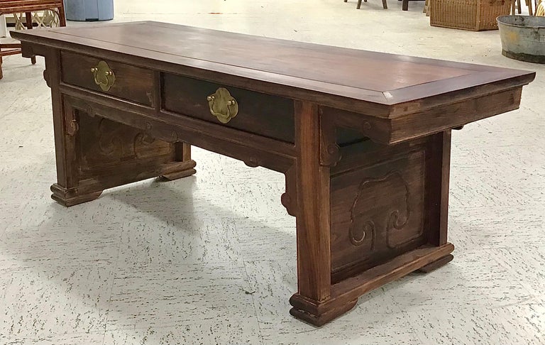 Chinese Huanghuali Hardwood Low Table with Drawers at 1stDibs