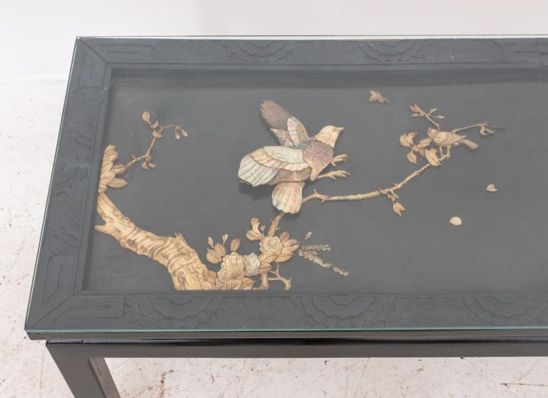 Chinese Inlaid Screen Panel Mounted as a Low Table For Sale at 1stDibs