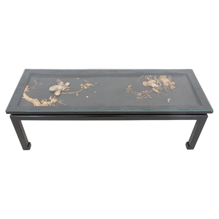 Chinese Inlaid Screen Panel Mounted as a Low Table For Sale at 1stDibs