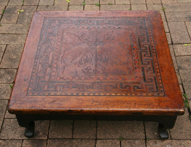 Chinese Inlaid Wood Low Coffee Table For Sale at 1stDibs