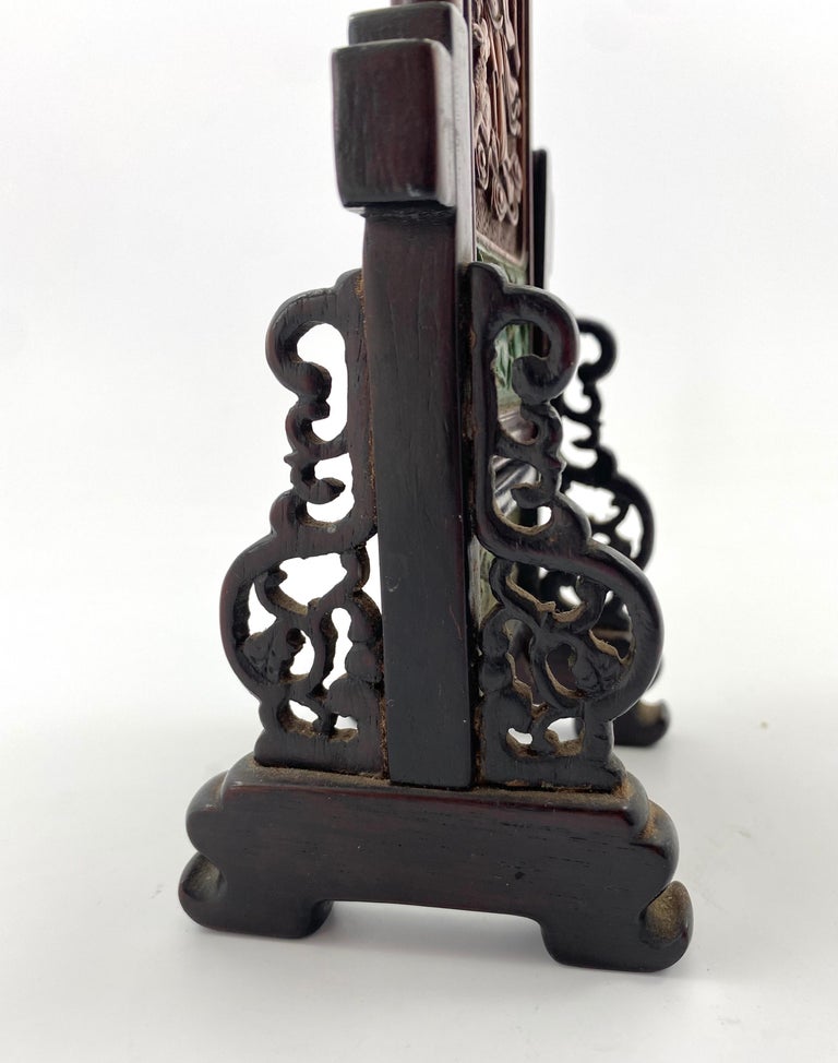 Chinese Jade and Boxwood Table Screen, Shoulao, Early 19th C. Qing ...