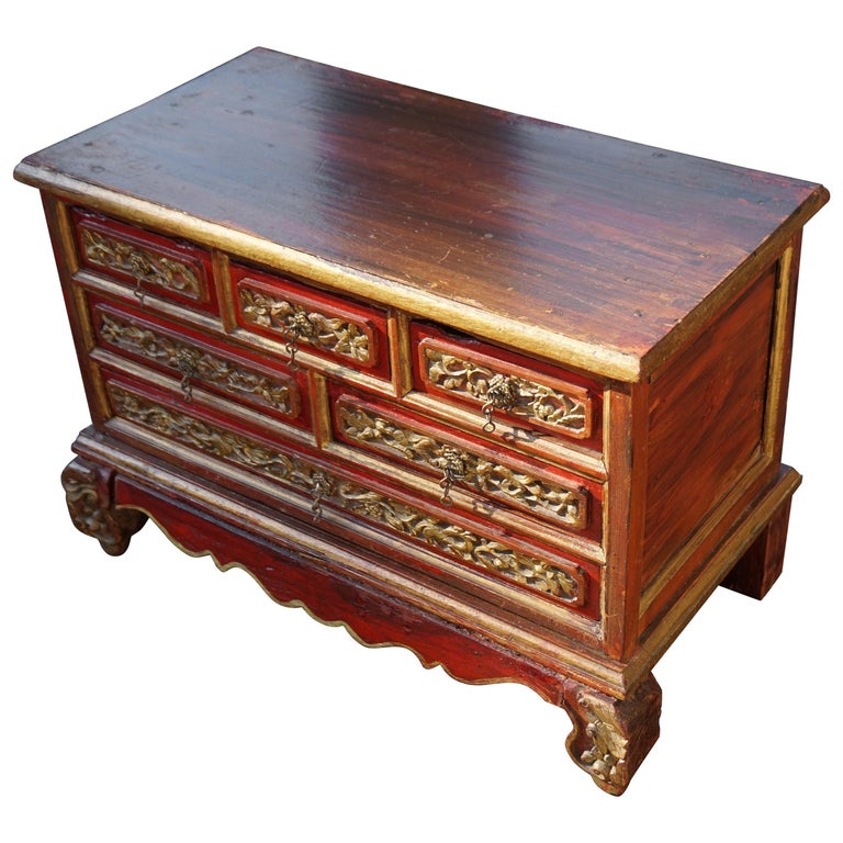 Chinese Jewellery Box with Drawers with Hand Carved Bird and Dragon ...