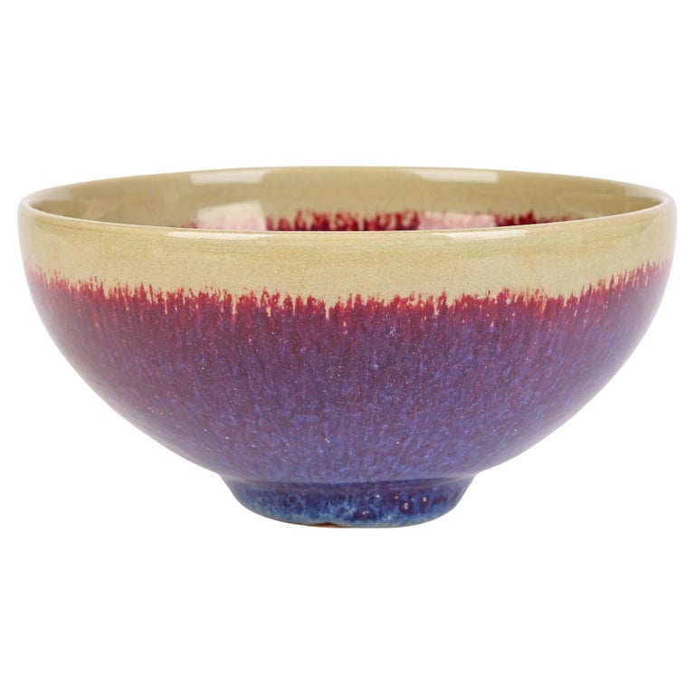 Chinese Jun Ware Blue and Red Hares Fur Glazed Art Pottery Bowl For ...