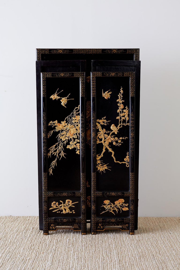 Chinese Lacquer Gilt Five Panel Peacock Screen at 1stDibs | peacock ...