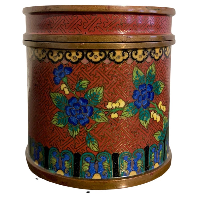 Chinese Lao Tian Li Cloisonne Cylindrical Box, Late Qing Dynasty, China ...