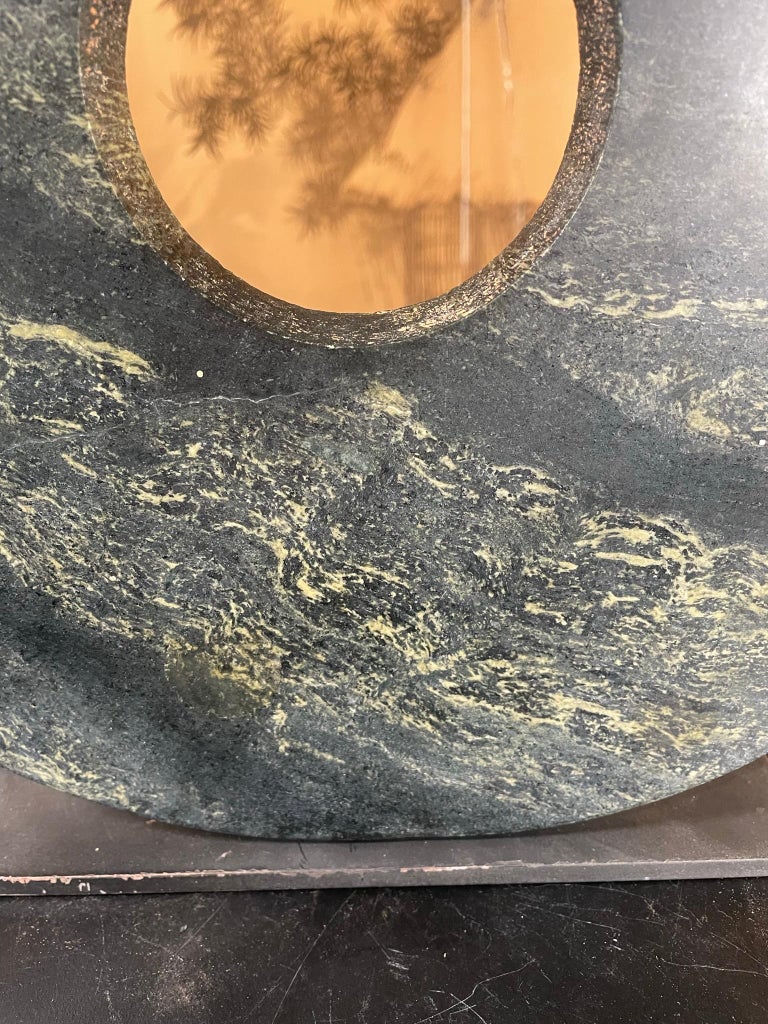 Chinese Large Round Jade Bi Disc, Beautiful Blue Wave Colors with ...