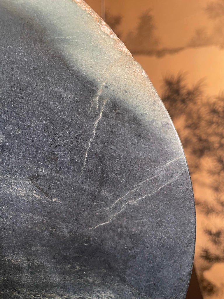 Chinese Large Round Jade Bi Disc, Beautiful Blue Wave Colors with ...