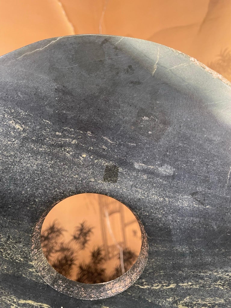 Chinese Large Round Jade Bi Disc, Beautiful Blue Wave Colors with ...