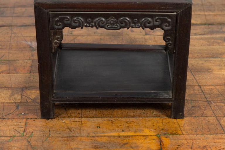 Chinese Late Qing Dynasty 1900s Stool with Cloud-Carved Apron and Lower ...