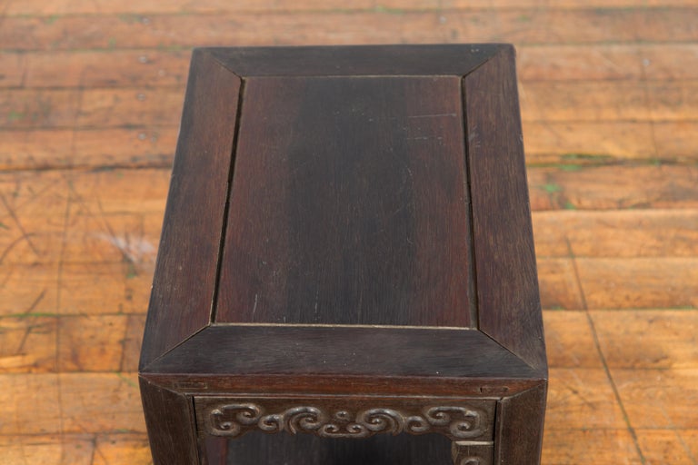 Chinese Late Qing Dynasty 1900s Stool with Cloud-Carved Apron and Lower ...