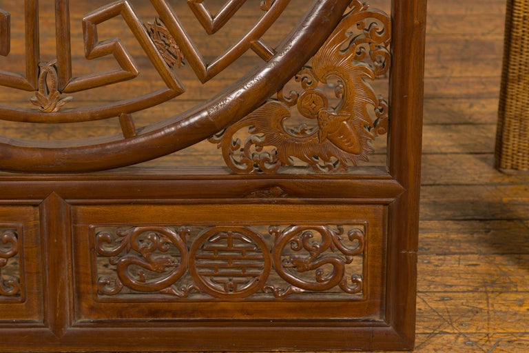 Chinese Late Qing Dynasty Fretwork Panel with Phoenix, Bats and ...