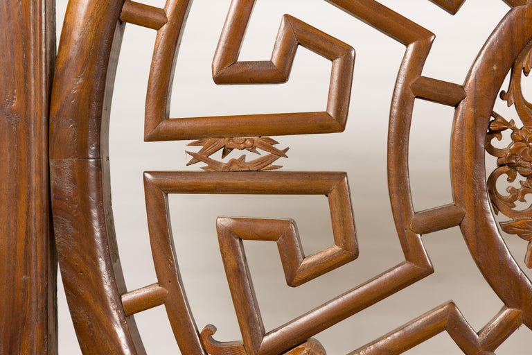 Chinese Late Qing Dynasty Fretwork Panel with Phoenix, Bats and ...