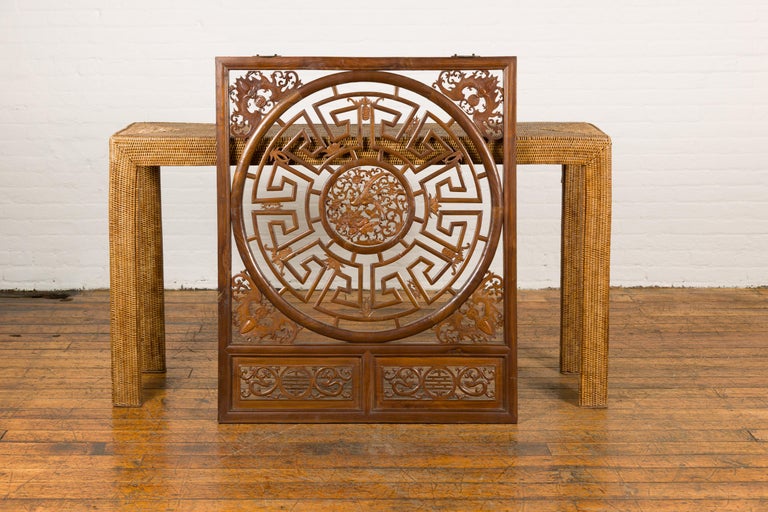 Chinese Late Qing Dynasty Fretwork Panel with Phoenix, Bats and ...