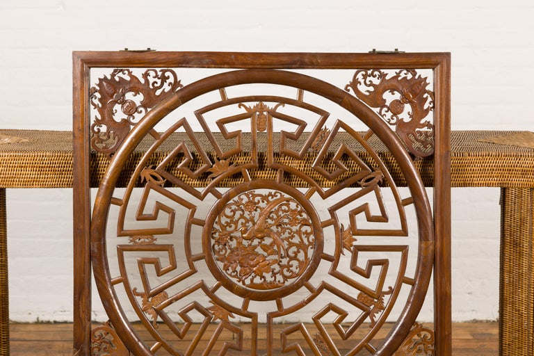 Chinese Late Qing Dynasty Fretwork Panel with Phoenix, Bats and ...