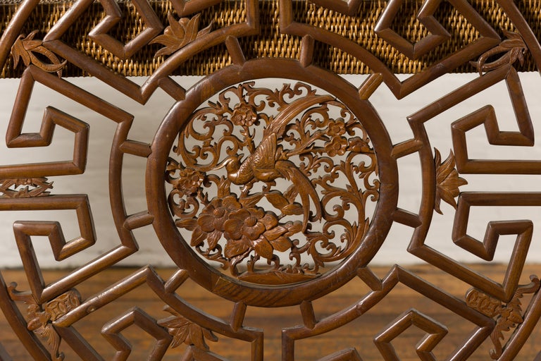 Chinese Late Qing Dynasty Fretwork Panel with Phoenix, Bats and ...