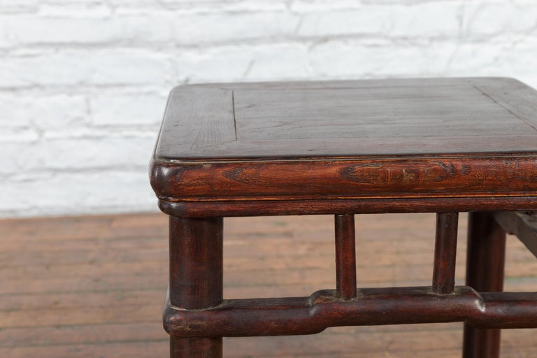 Chinese Late Qing Dynasty Side Table with Humpback Stretchers and Dark ...