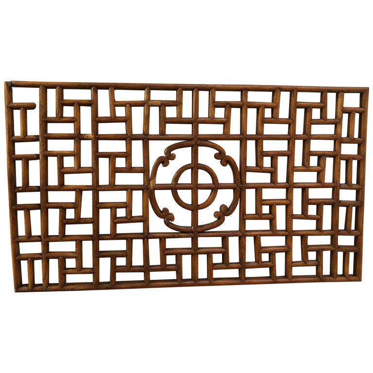 Chinese Lattice Fretwork Window Carved 19th Century Panel at 1stDibs