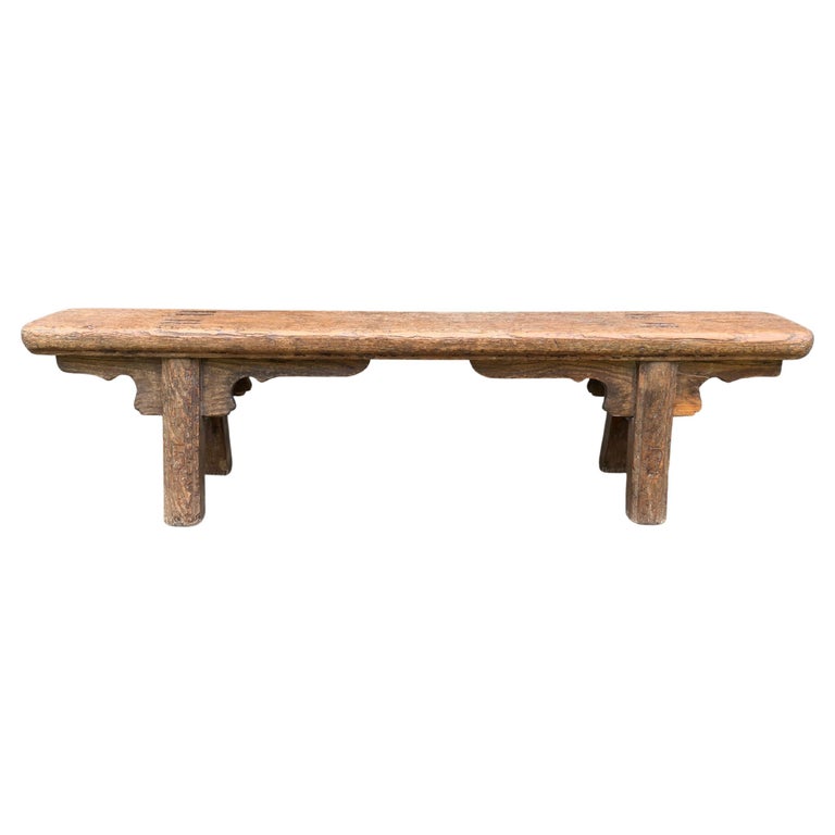 Chinese Low Bench Crafted from Elmwood, Qing Dynasty at 1stDibs